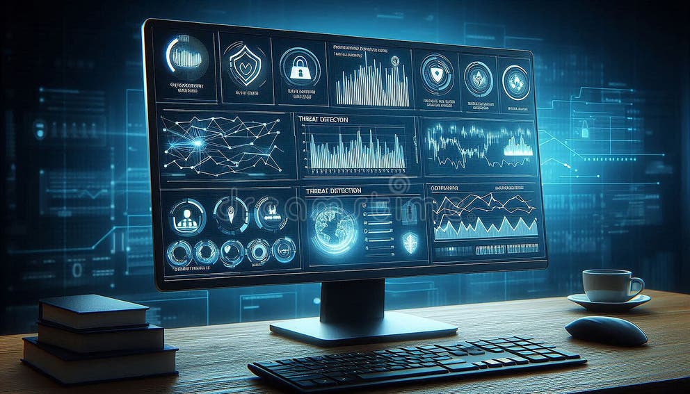 Modern Cybersecurity Dashboard with Data Visualizations Stock ...