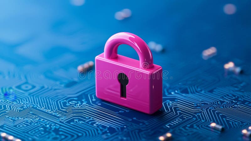 A Modern Cybersecurity Idea Depicted by a Digital Padlock on a Circuit ...
