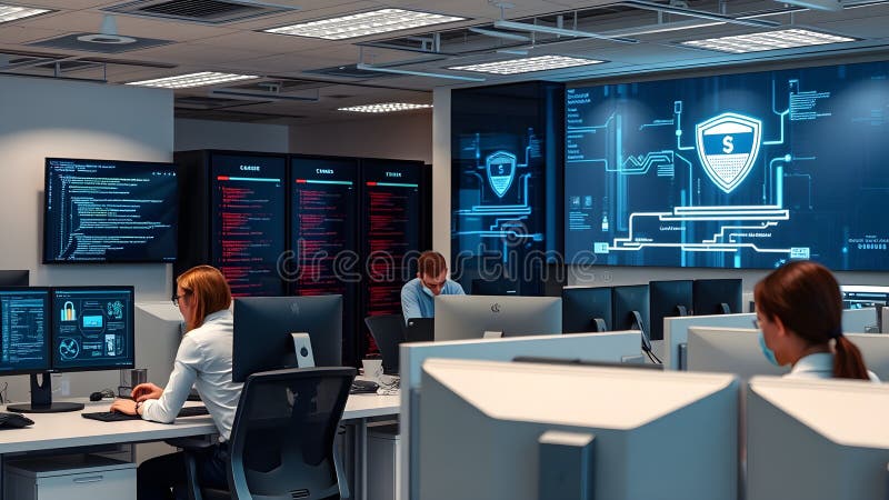 Cyber Security Operations Center Stock Illustration - Illustration of ...