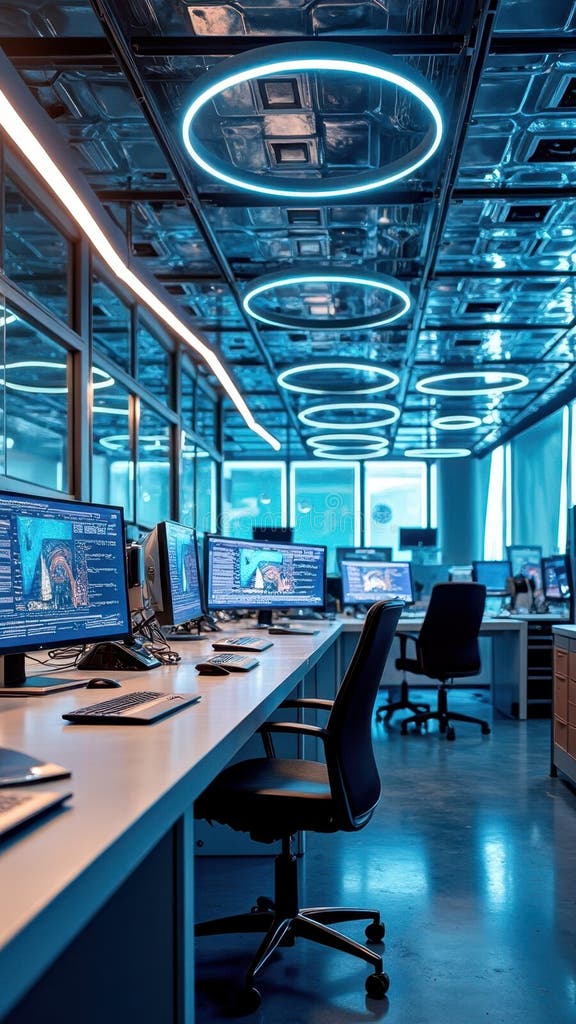 Modern Cybersecurity Operations Center with Advanced Computer Stations ...