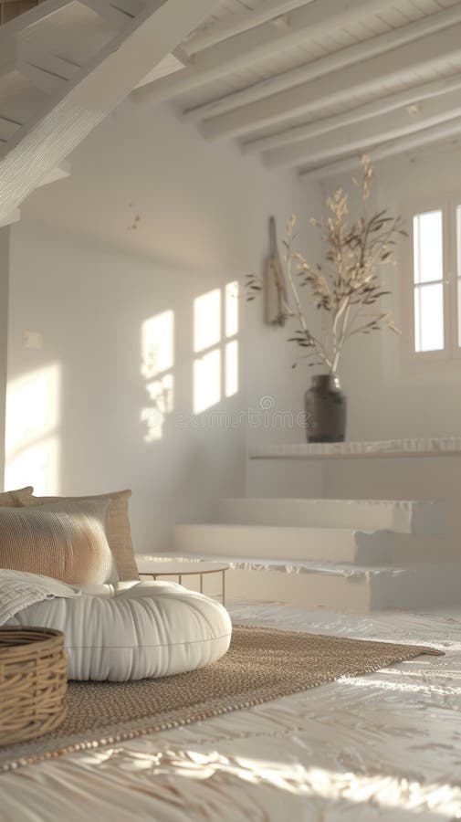 Modern Cycladic Elegance. Interior Design Concept Stock Image - Image ...