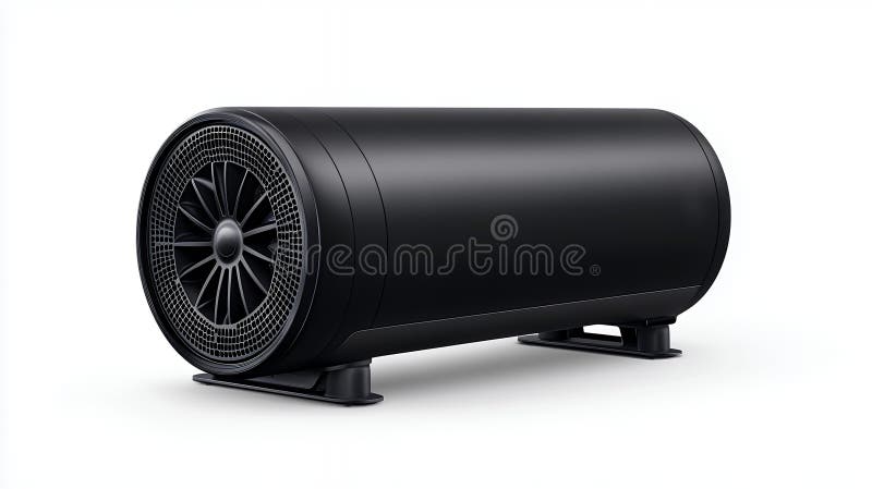Modern Cylindrical Air Compressor on White Background Stock ...