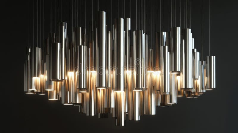 Modern Cylindrical Metal Chandelier with Geometric Design Stock ...