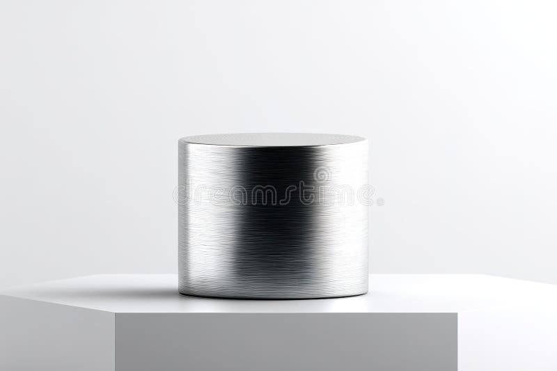 Modern Cylindrical Metallic Object Placed on a Minimalistic Display ...