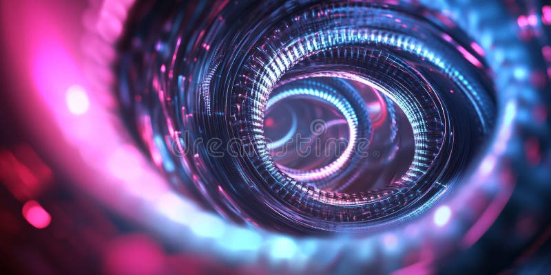 A Modern 3D Abstract Background Featuring Glowing Neon Spirals Twisting ...
