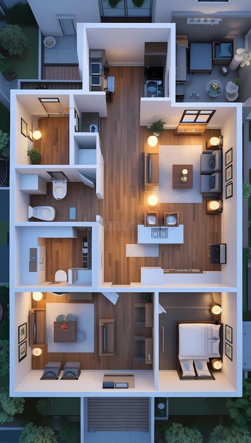 Modern 3d Apartment Floor Plan Top Down View Stock Photos - Free ...