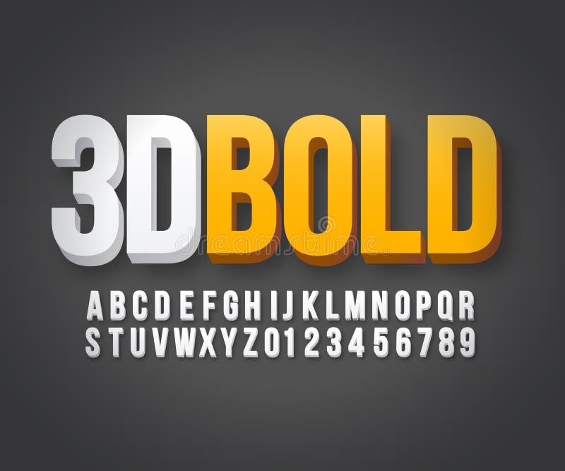 Modern 3d bold font vector stock vector. Illustration of design - 128072940