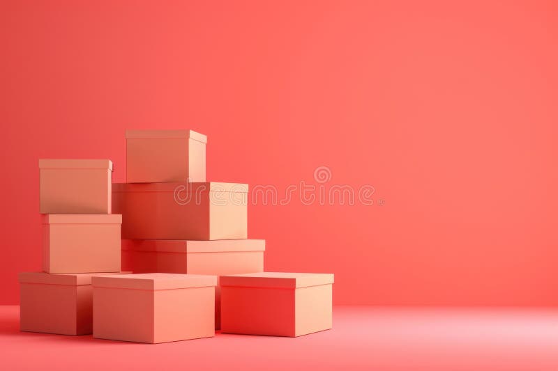 Modern 3D Cartoon Image of Stacked Empty Boxes - Perfect for Product ...