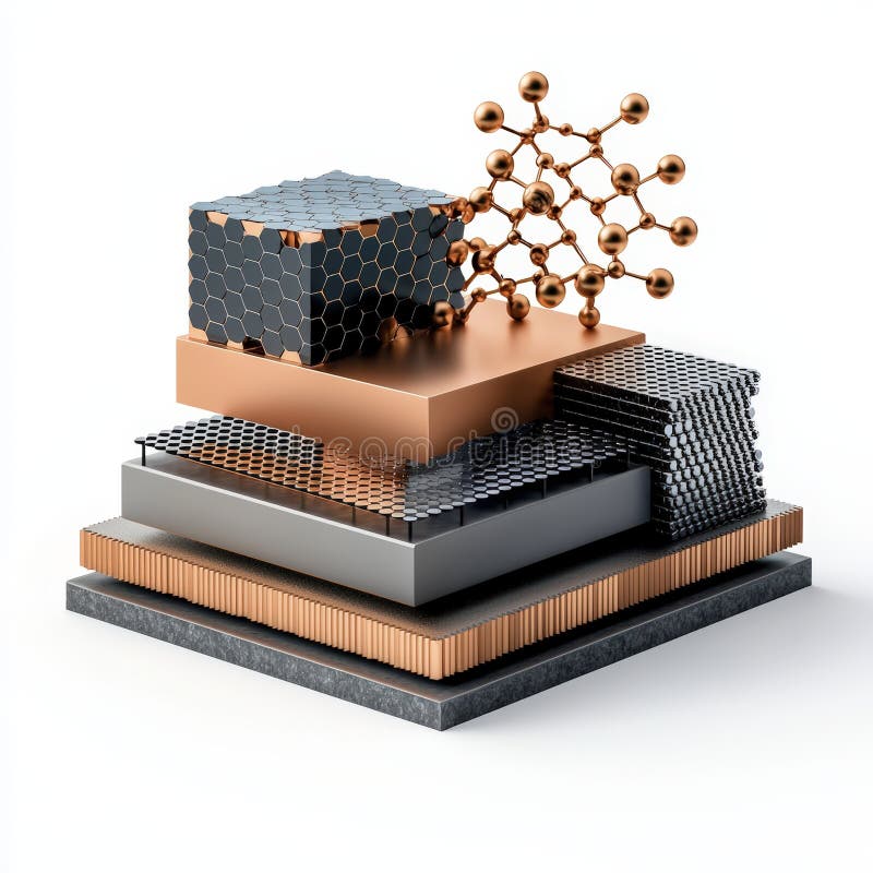 A Modern 3D Composition Featuring Geometric Shapes and Molecular ...