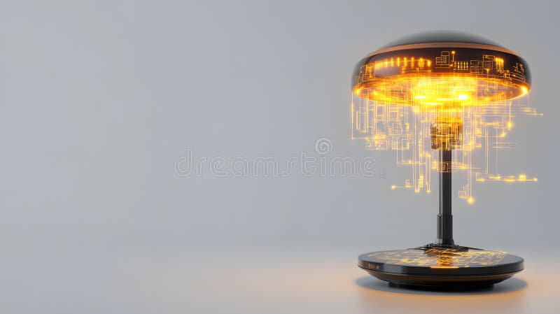 Modern 3D Desk Lamp with Glowing Light Effects and Digital Design ...