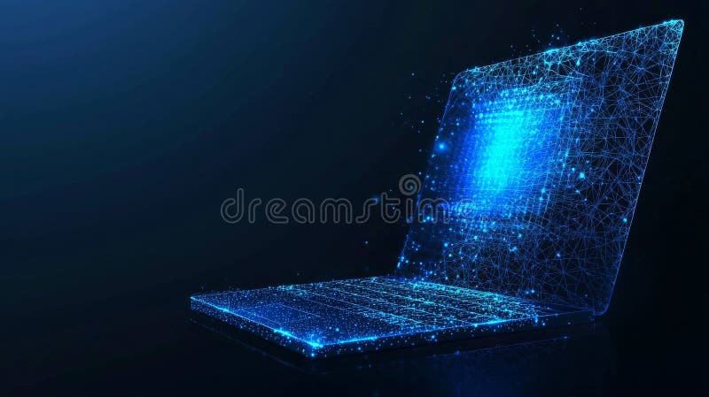 In a Modern 3D Graphic Concept, an Abstract Laptop is Presented in a ...