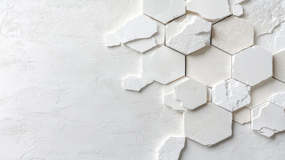 Modern 3D Hexagonal Wall Art with White Minimalist Design Stock Image ...