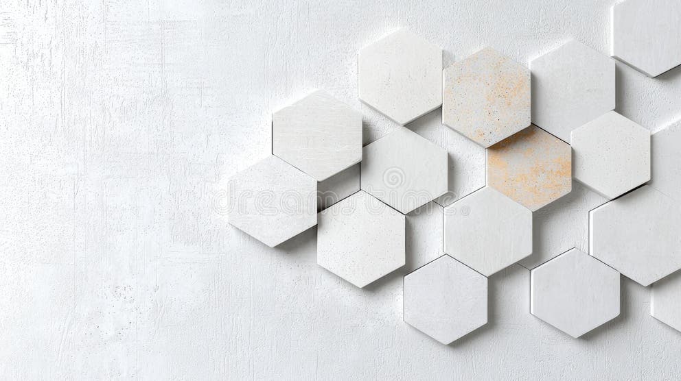 Modern 3D Hexagonal Wall Art with White Minimalist Design Stock Photo ...
