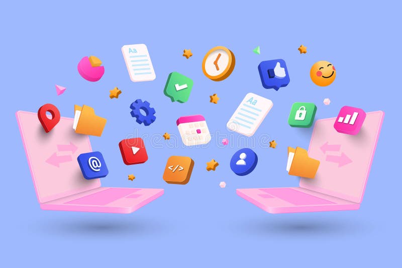 Modern 3d Illustration of File Sharing Concept Stock Vector - Illustration of translation ...