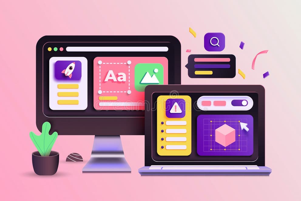 Modern 3d Illustration of 3d Modeling Stock Vector - Illustration of ...