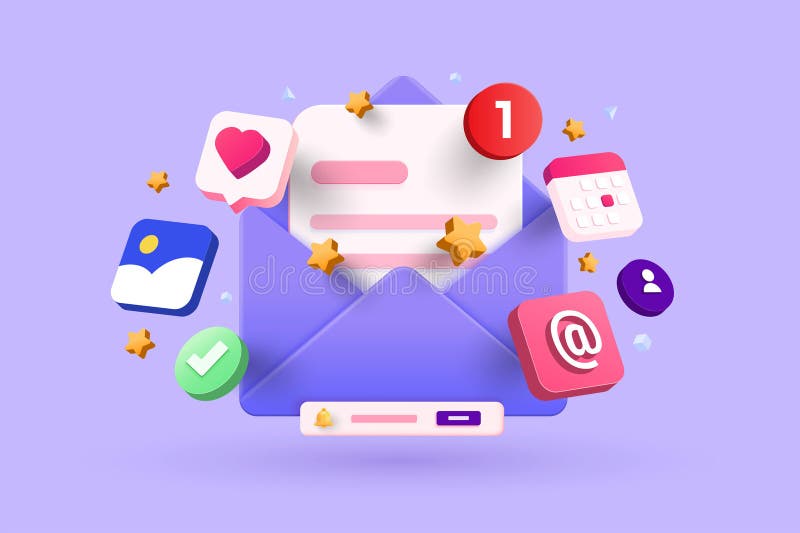 Modern 3d Illustration of Newsletter Concept Stock Vector ...