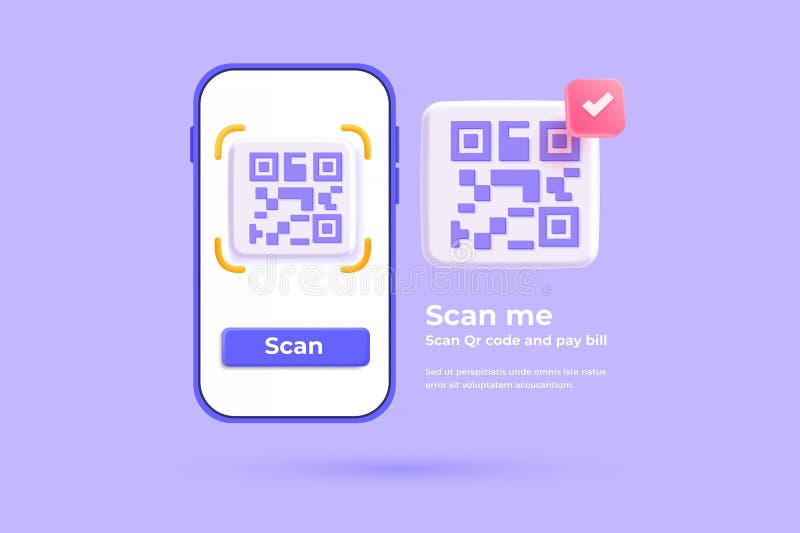 Modern 3d Illustration of Scan QR Concept Stock Vector - Illustration ...