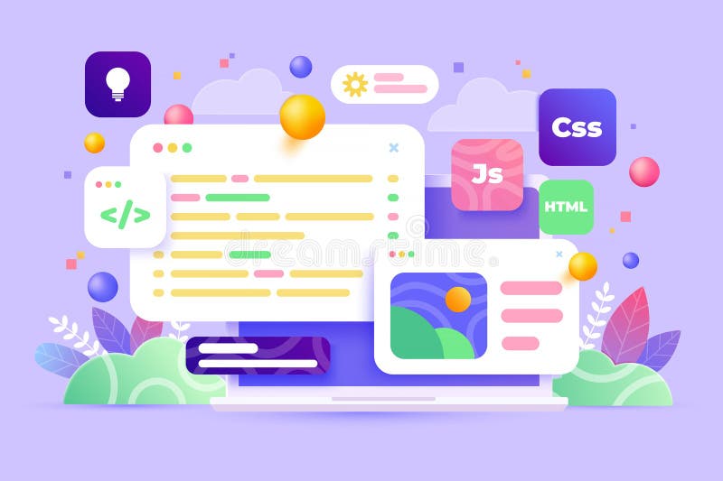 Modern 3d Illustration of Web Development Stock Vector - Illustration ...