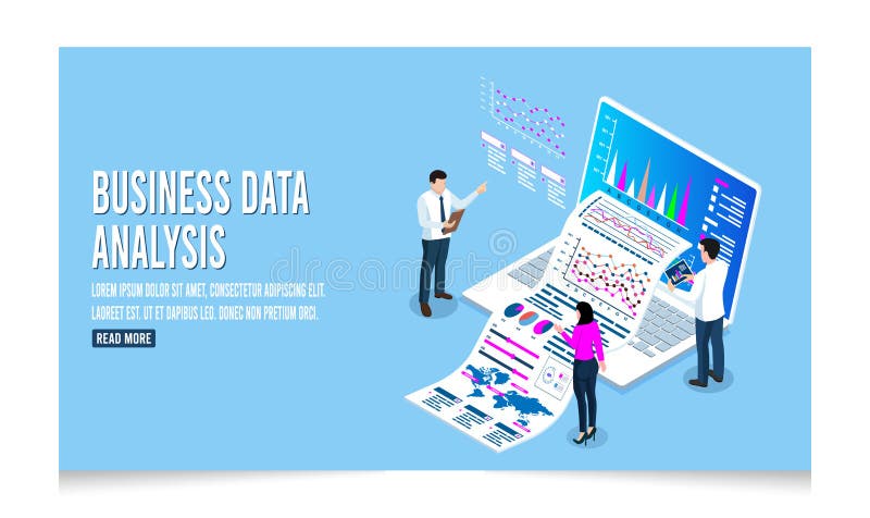 Modern 3d Isometric Design Concept of Business Data Analysis with Business People Team Working ...