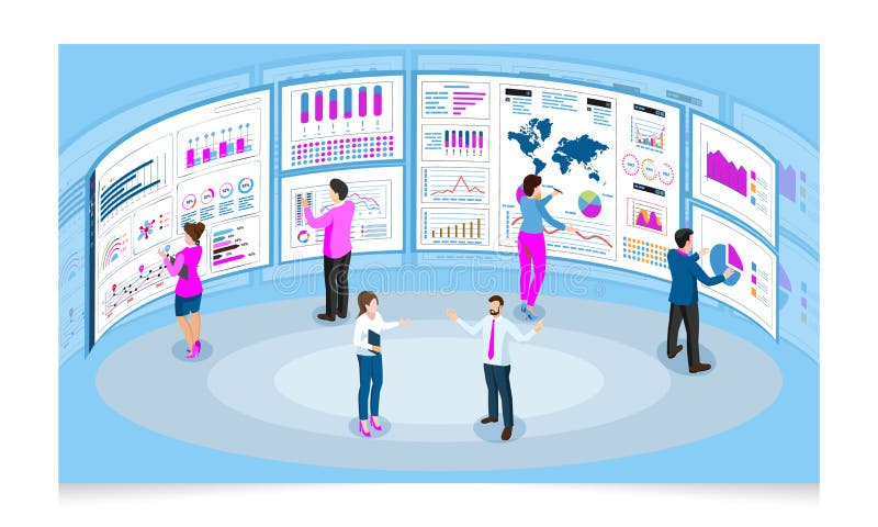 Modern 3d Isometric Design Concept of Data Analysis with Business ...