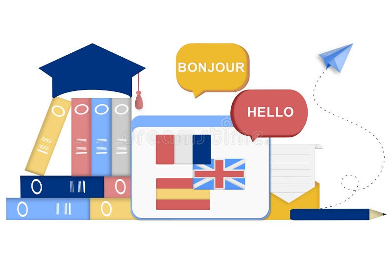 Modern 3D Isometric of Online Languages Learning, Language Courses ...