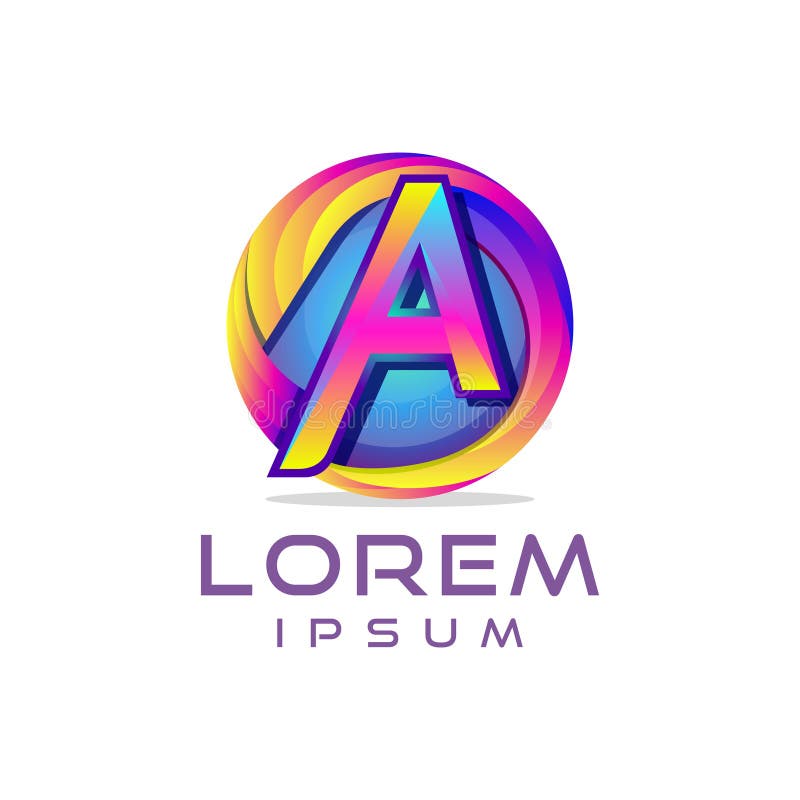 Modern 3D Letter a Circle Sphere Logo Template Stock Illustration ...