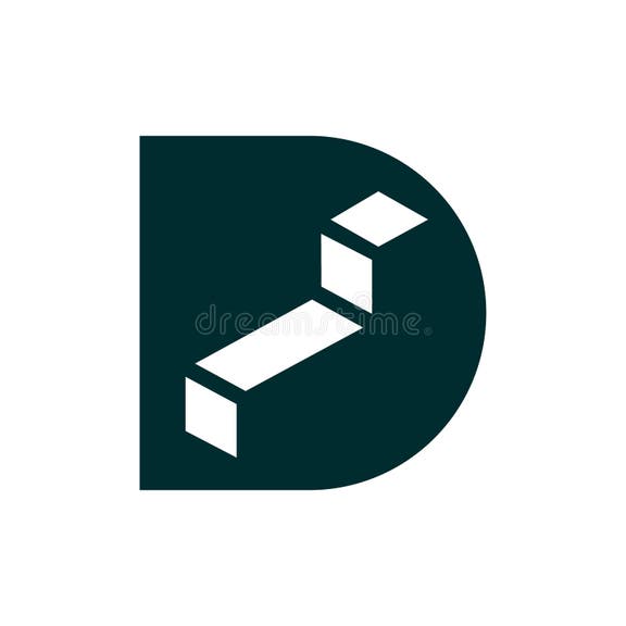 Modern D Logo Design with Geometric Shapes and Negative Space Stock ...