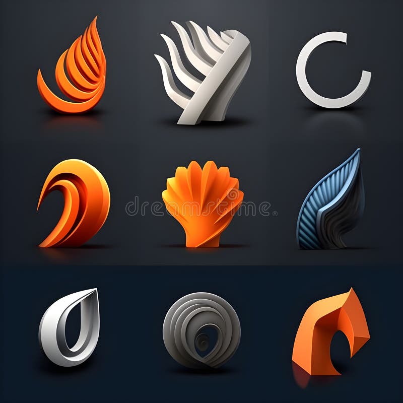 Modern 3D Logo Templates, AI Generated Stock Illustration ...