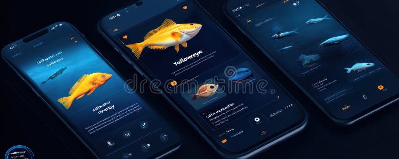 Modern 3D Mobile App UI Design Showcasing Aquatic Life Stock Image ...