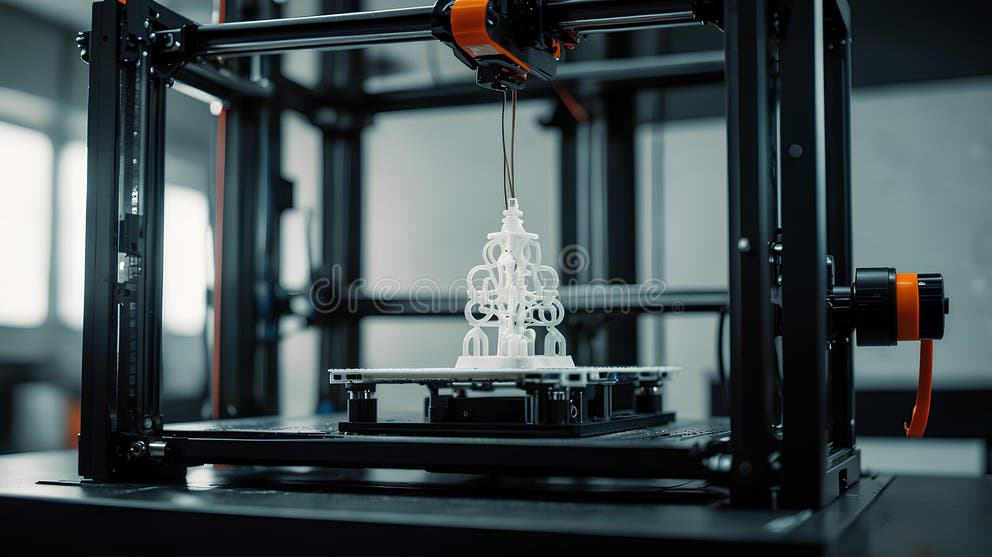 A Modern 3D Printer Creating a Complex Object Layer by Layer Stock ...