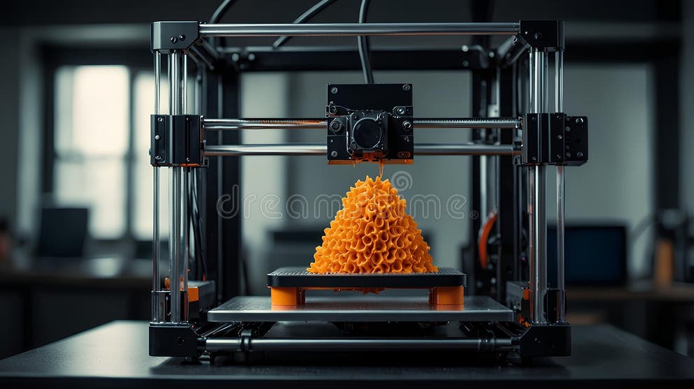 A Modern 3D Printer Creating a Complex Object Layer by Layer Stock ...