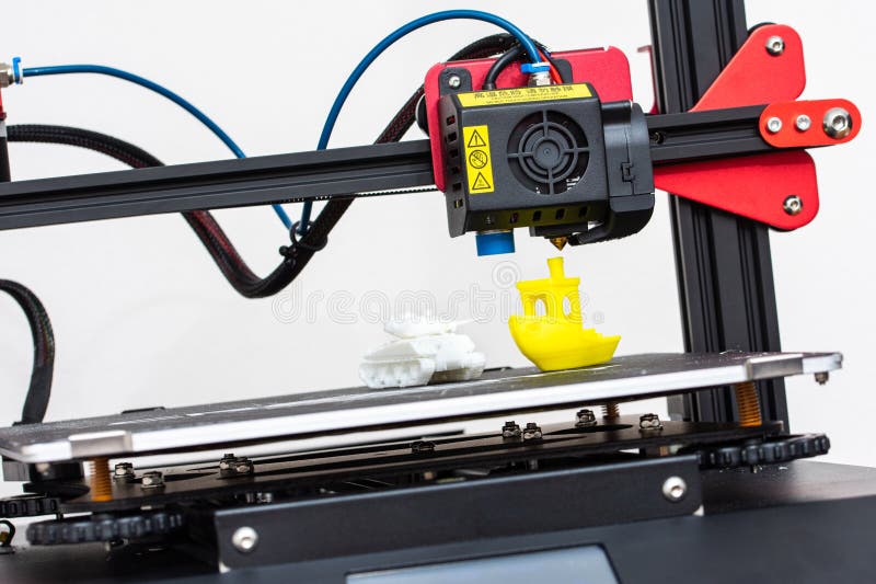 Modern 3D Printer Printerhead with Hotend and Fan. Little Plastic FDM ...