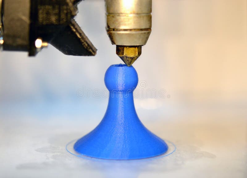 Modern 3D Printer Printing Figure Blue Colors Close-up Stock Image ...