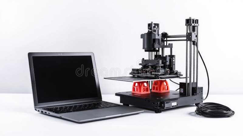A Modern 3D Printer Sits Next To a Sleek Laptop. the Printer Showcases ...