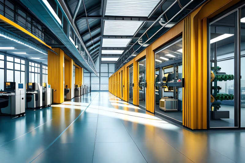 Modern 3D Printing Facility with Multiple Machines Creating Complex ...