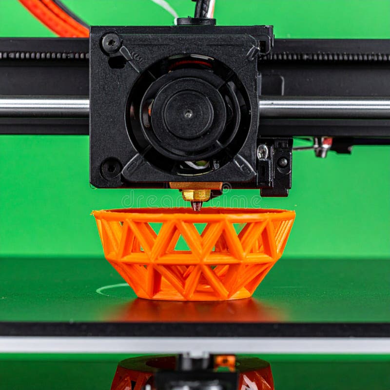 Modern 3D Printing Technology Creating an Orange Model Stock Illustration - Illustration of ...