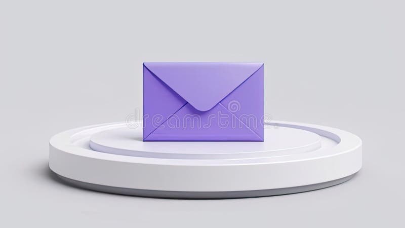 Modern 3D Purple Envelope on a White Button a Digital Illustration for ...