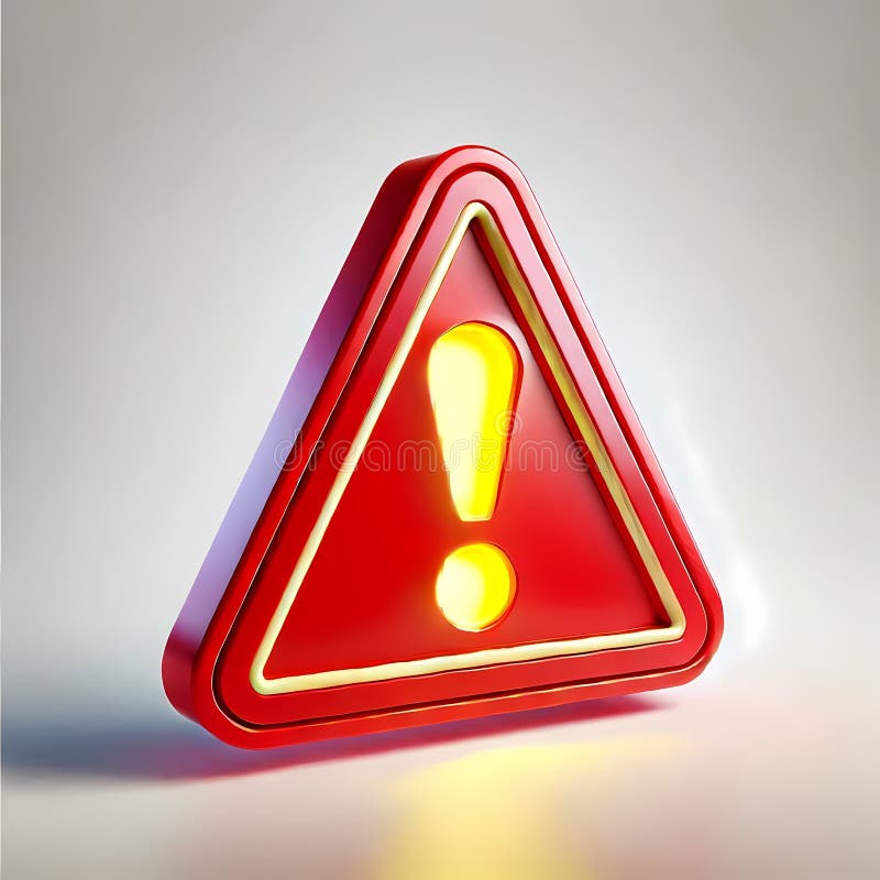 3D Red Triangle Warning Sign with Glowing Exclamation Mark Isolated on ...