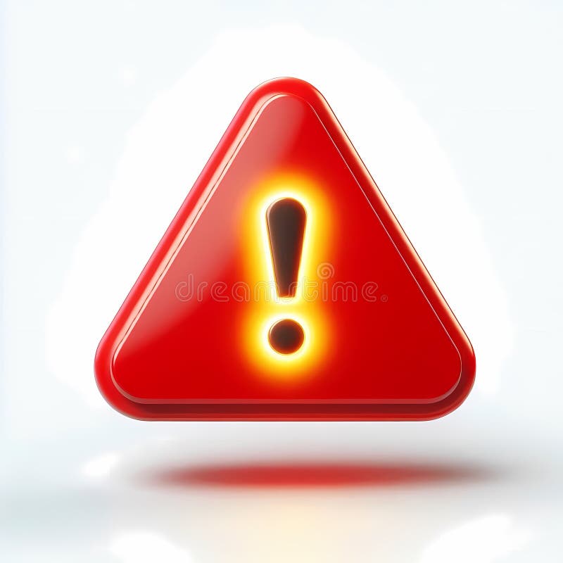 3D Red Triangle Warning Sign with Glowing Exclamation Mark Isolated on ...