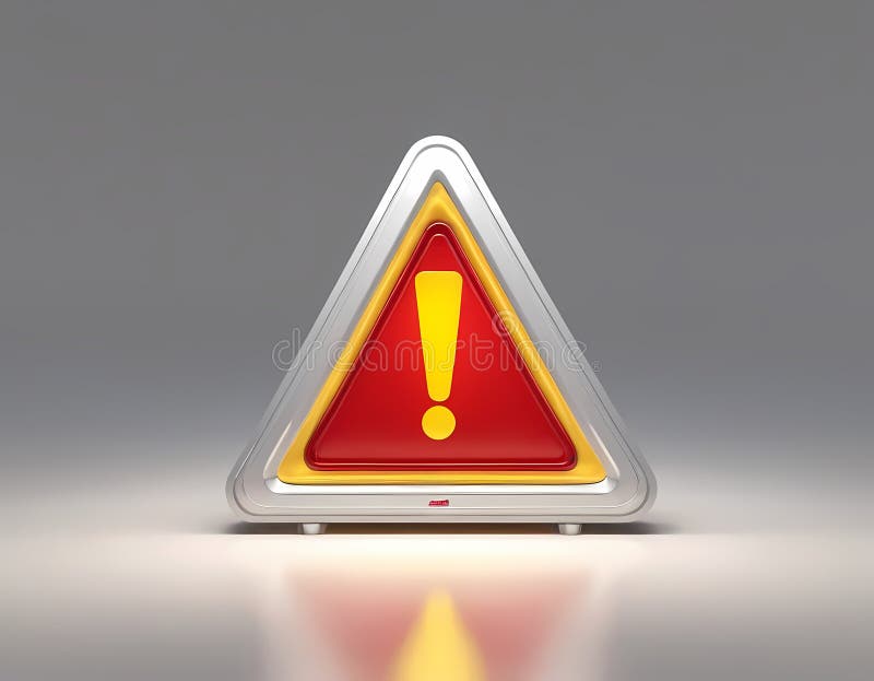 3D Red Triangle Warning Sign with Glowing Exclamation Mark Isolated on ...