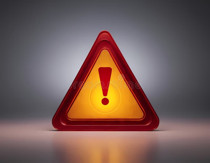 3D Red Triangle Warning Sign with Glowing Exclamation Mark Isolated on ...