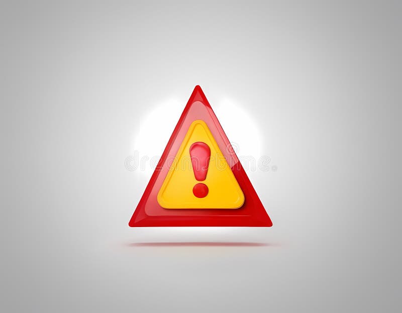3D Red Triangle Warning Sign with Glowing Exclamation Mark Isolated on ...