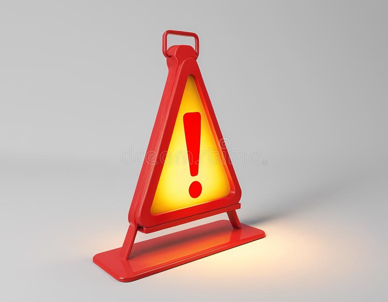 3D Red Triangle Warning Sign with Glowing Exclamation Mark Isolated on ...