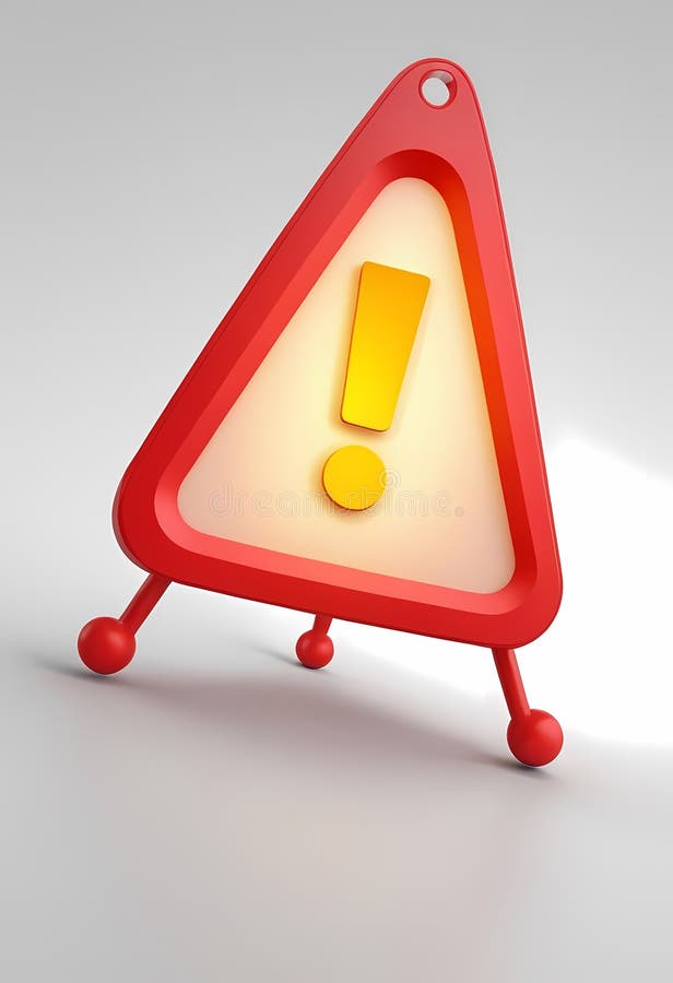 3D Red Triangle Warning Sign with Glowing Exclamation Mark Isolated on ...