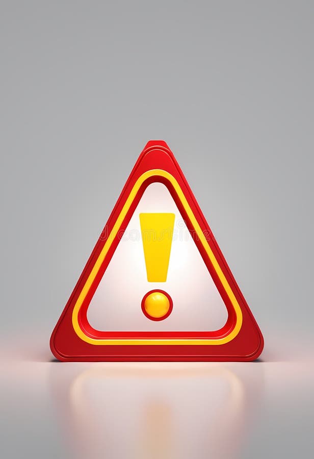3D Red Triangle Warning Sign with Glowing Exclamation Mark Isolated on ...
