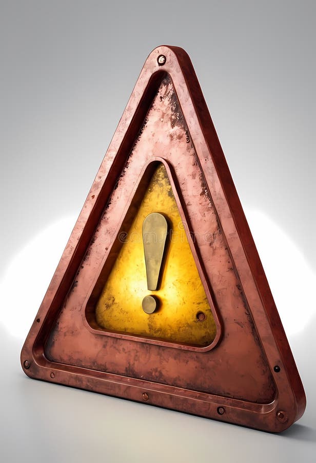 3D Red Triangle Warning Sign with Glowing Exclamation Mark Isolated on ...