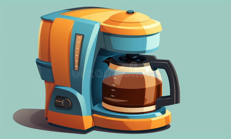 Modern 3D Render of a Coffee Maker with a Flat Design and Tropical ...