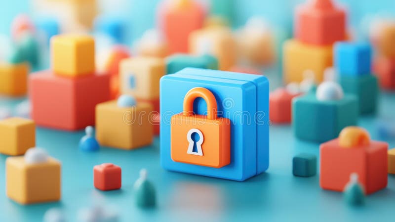 Modern 3D Render of an Encryption Icon, Featuring a Sleek, Cartoonstyle ...