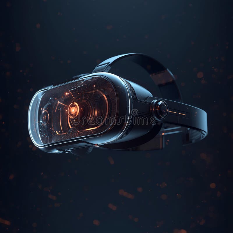 High-Tech Virtual Reality Headset with Immersive Glow Stock ...