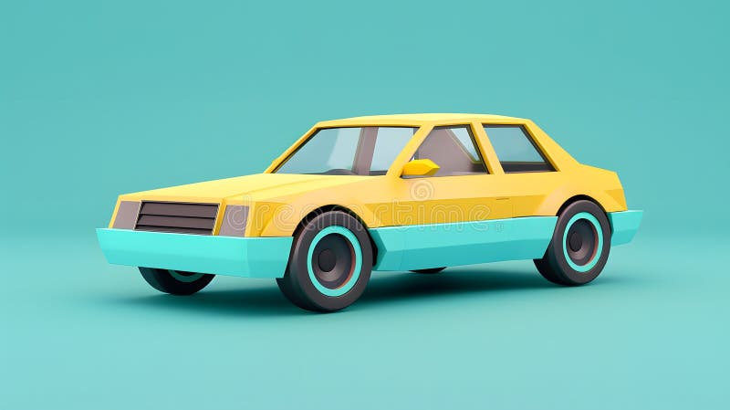 Modern 3D Render of a Funky Cartoon Car Model with Simplified Shapes ...
